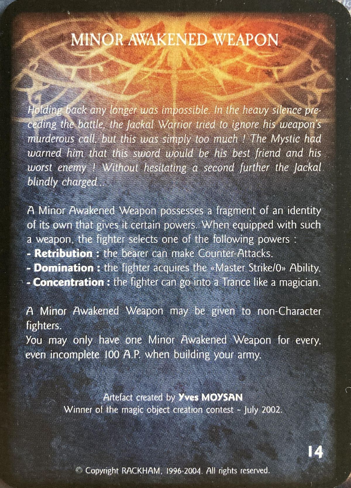 Minor Awakened Weapon - Confrontation.wiki